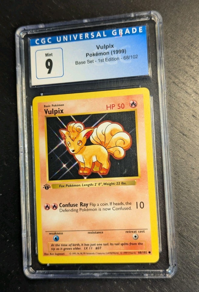 1999 Pokemon 🔥 1st Edition Shadowless Vulpix Base Set 68/102 CGC 9 MINT ...