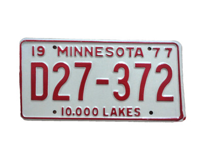NOS 1977 Minnesota 10,000 Lakes Dealer license plate Palindrome D27-372 ...