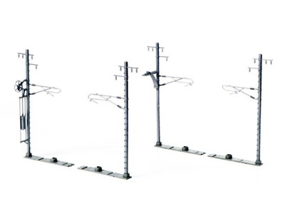 KATO N Gauge Single-Track Wide Overhead Line Pole, Gray, Pack of 20, 23 ...