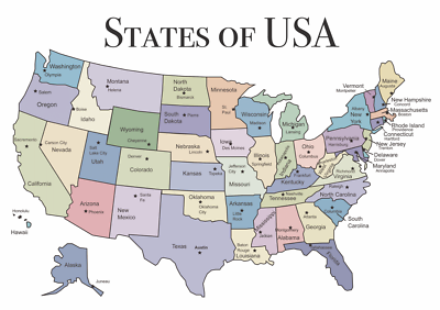 Political Map Of Usa With Capitals USA States And Capitals Map
