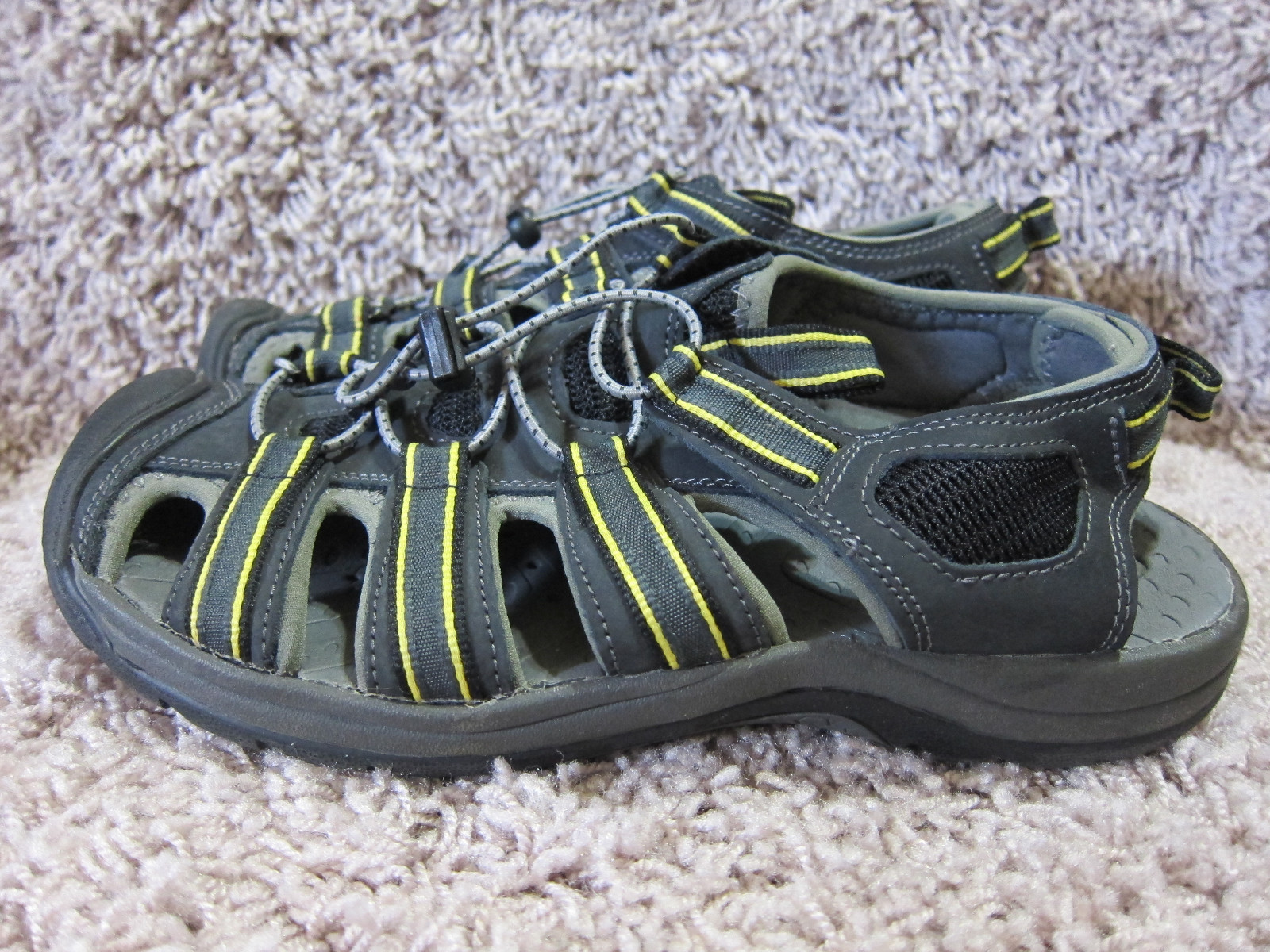 MEN'S KHOMBU GRAY LEATHER "SWORD FISH" SANDALS SIZE 8… - Gem