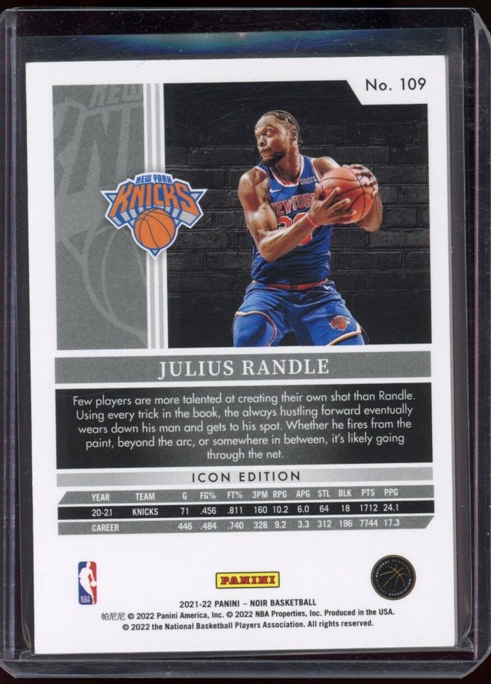 2021-22 Panini Noir Julius Randle #109 Icon Holo Silver 28/35 Knicks | eBay
