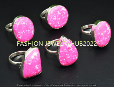 Pink Larimar Gemstone Handmade Rings 50pcs Lot 925 Silver Plated ...