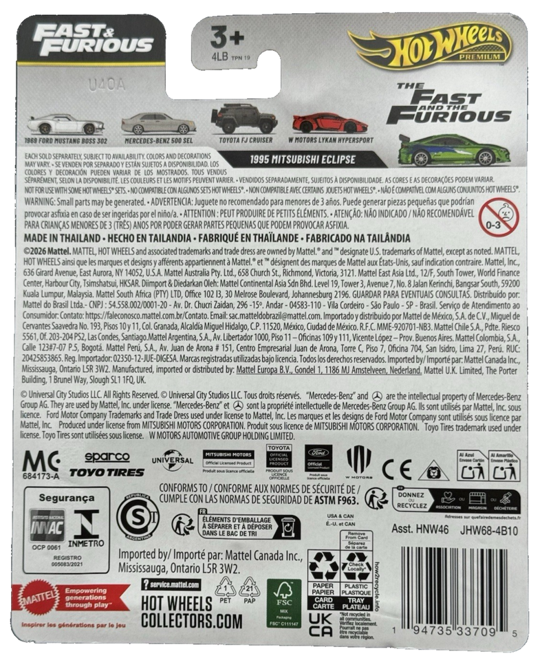 Hot Wheels Premium 2026 HW 25 Years Fast & Furious 1/5 1995 Mitsubishi ...
