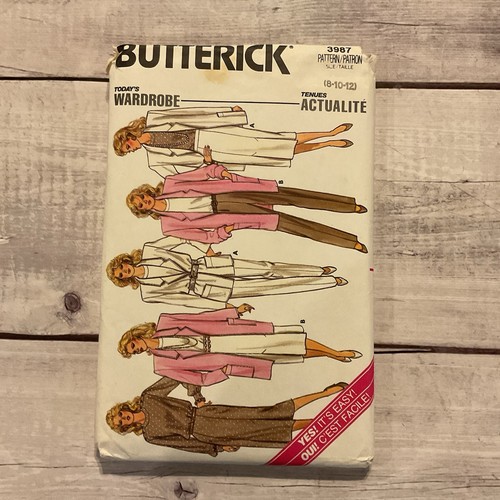 Butterick 3987 Sewing Pattern Shirt Skirt Pants Jacket Wardrobe Size 8 ...
