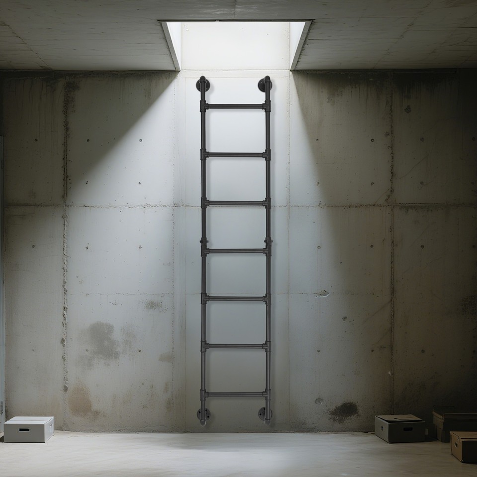 Wall Mounted 7 Steps Ladder For Attic Bunk Bed Metal Climbing Escape ...