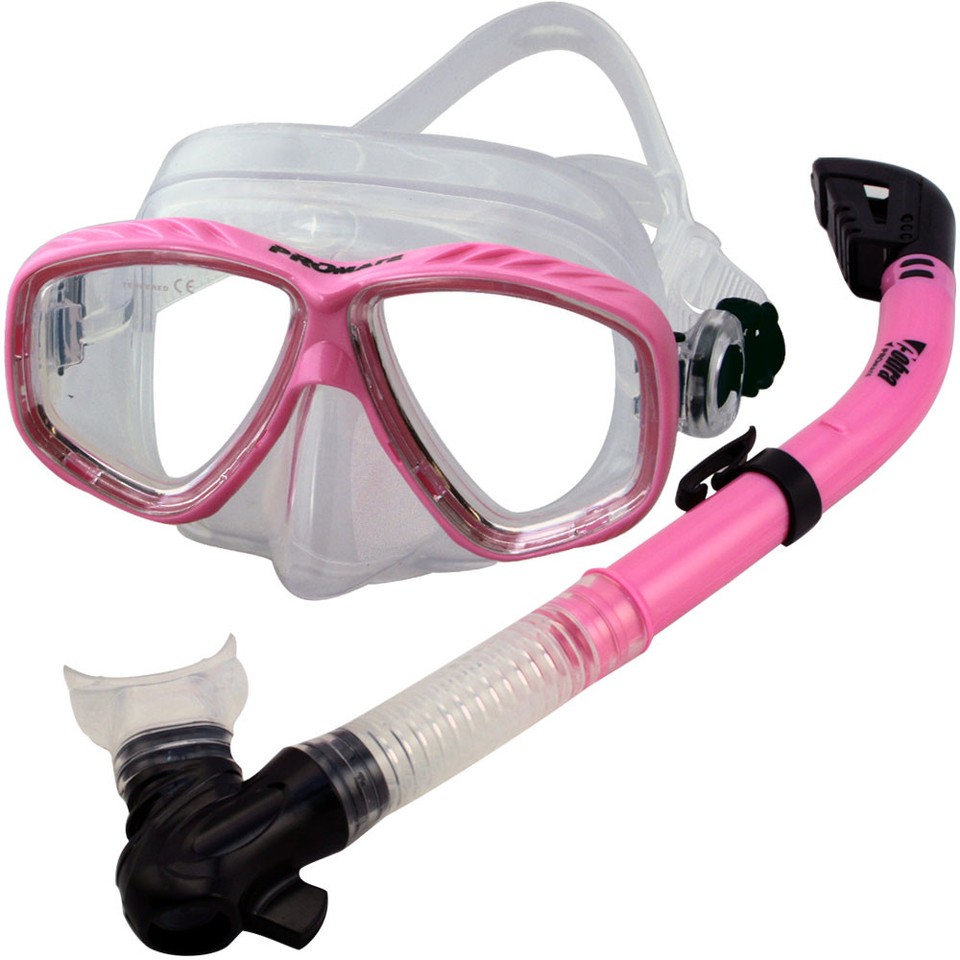 Promate Scuba Dive Snorkeling Silicone Mask Dry Snorkel Tube Gear Combo ...