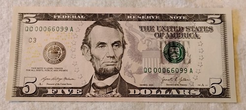 Fancy Serial Number Trinary FLIPPER Note Circulated Crisp $5 Five ...