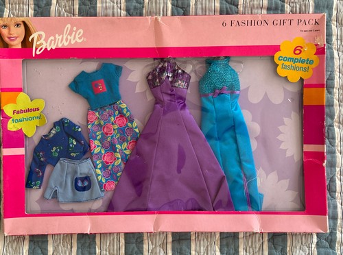 NEW Barbie Fashion 6 Outfit Gift Pack 2000 Mattel missing shoes and ...