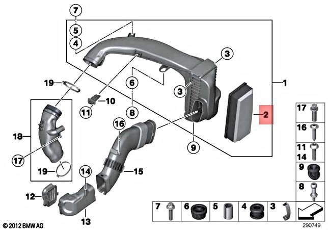 Genuine BMW X5 E70N E71 F01N F02N F06 Engine Air Filter Insert OEM ...
