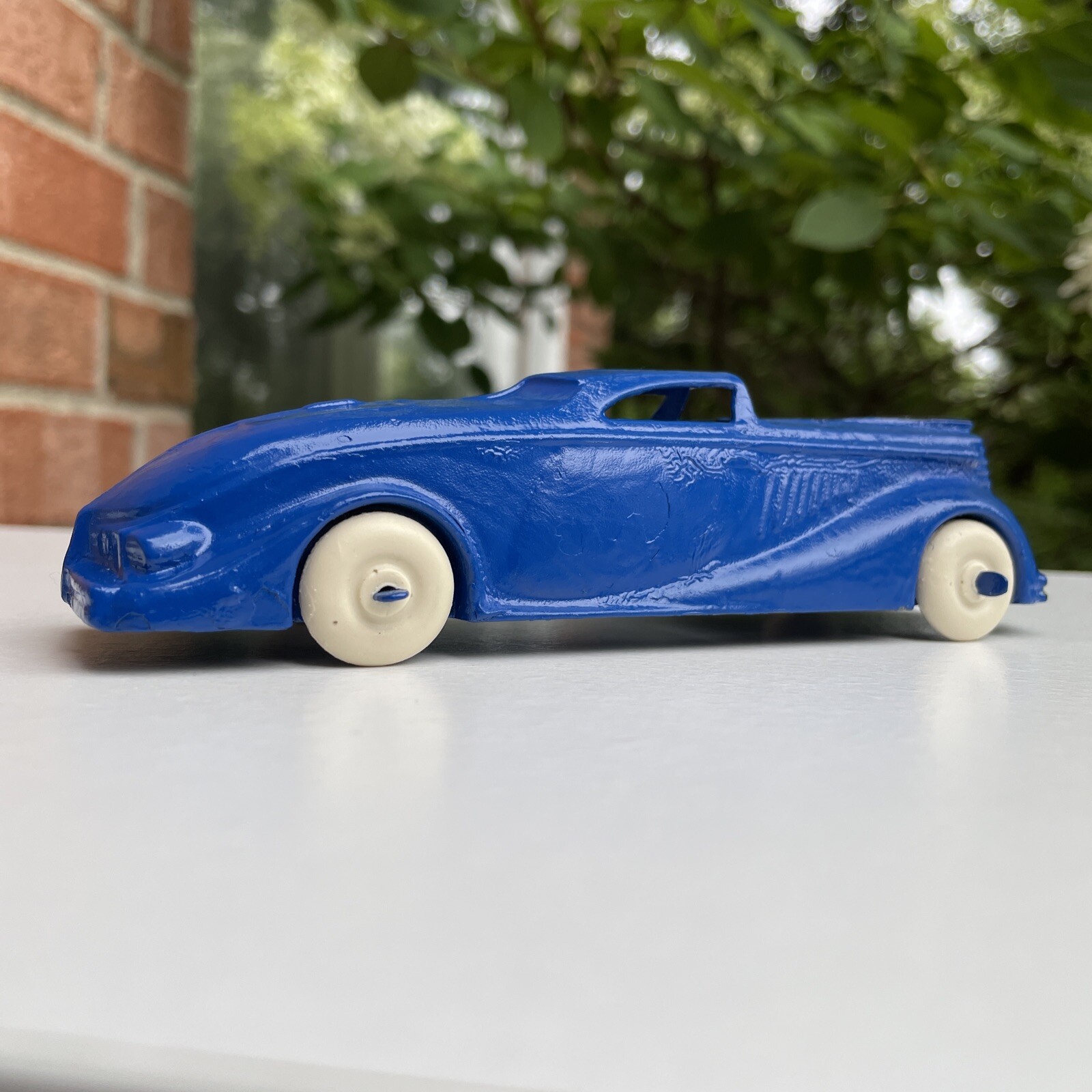 Vtg MANOIL No 704 Metal Toy Car Made America 6” Futuristic 1936 Blue ...