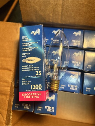 Lot Of 18 Abco 25W Bulb 120V Candle Base Clear 05331 Torpedo | eBay
