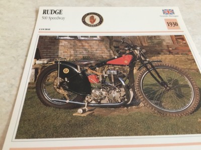 Card Motorbike Rudge 500 Speedway 1930 Collection Atlas Motorbike UK ...