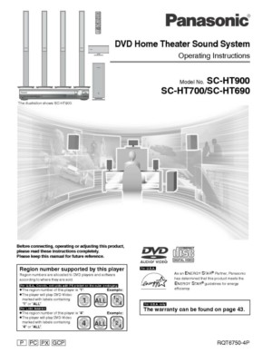 Panasonic SC-HT690 SC-HT700 SC-HT900 Home Theater System Manual | eBay