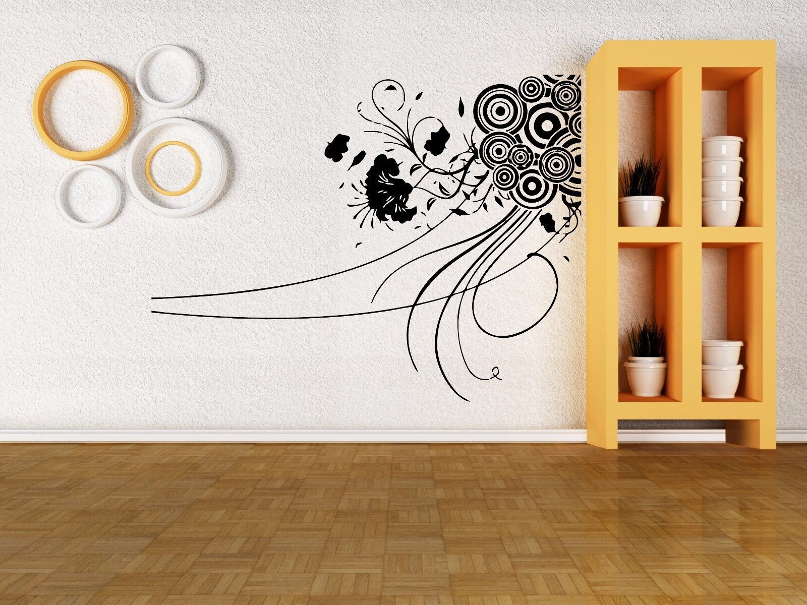 Vinyl Decal Abstract Circles & Flowers Modern Decoration Art Wall ...