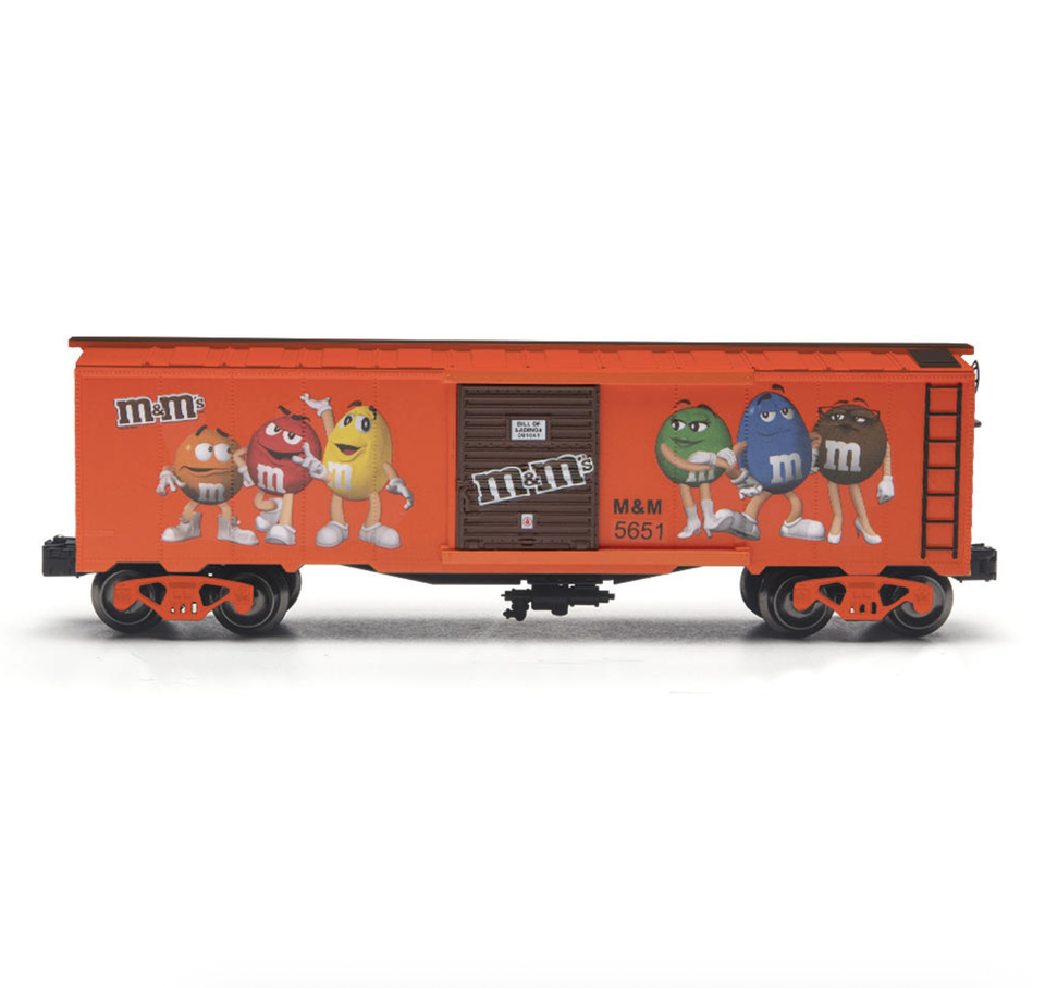 O Gauge Modern M&Ms Theme Boxcar Orange Train Car with Metal Trucks ...