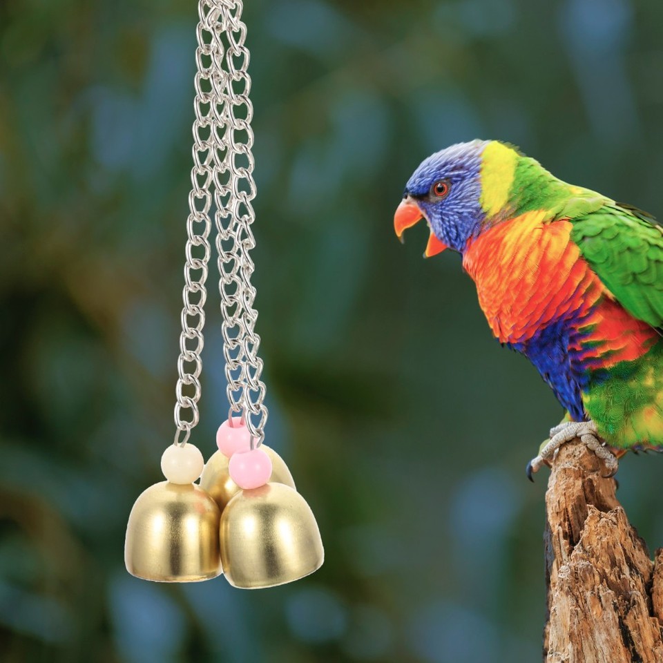 Cage Bird Bell Toy Parakeets Bell String Toy Bird Cage Hanging Bell ...