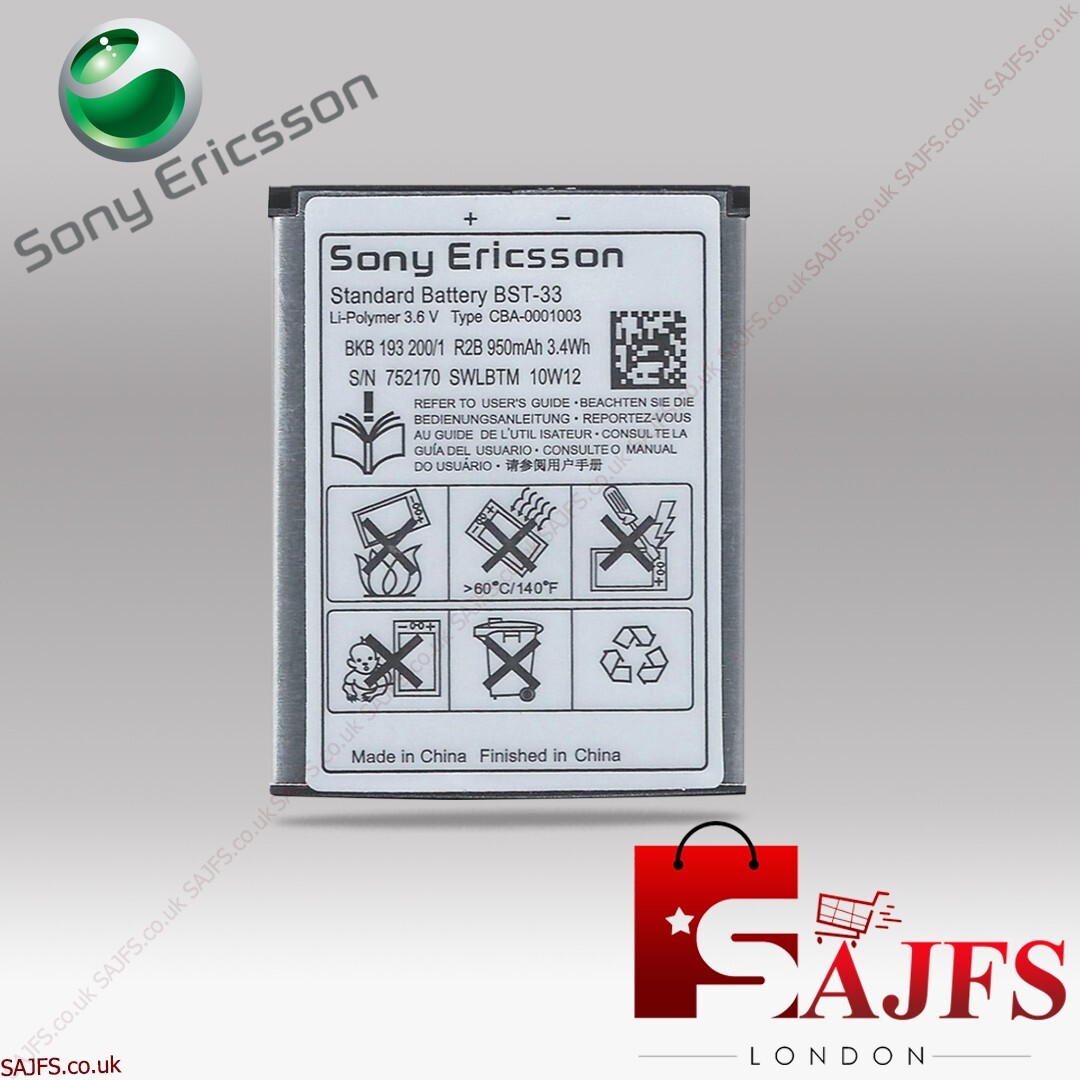 Genuine SONY ERICSSON BST-33 BATTERY K800i V800 W850i Z610i W660i C903 ...