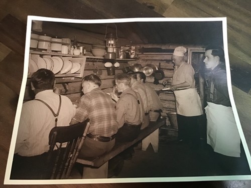 vintage early 1900's picture postcard Men eating lunch and cook | eBay