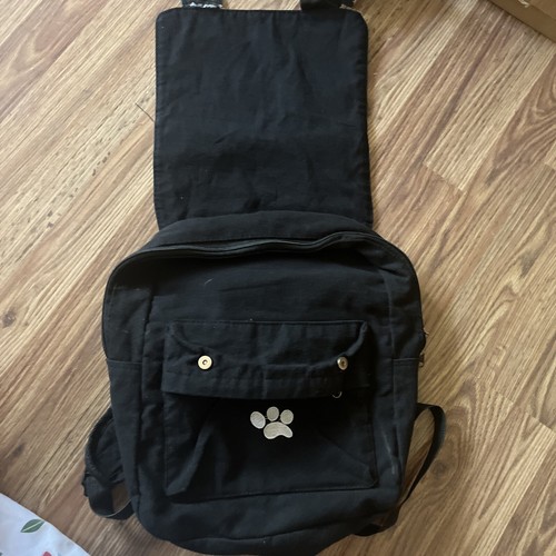 Daiso Canvas Black Cat Backpack 16” X 13” X 4” | eBay