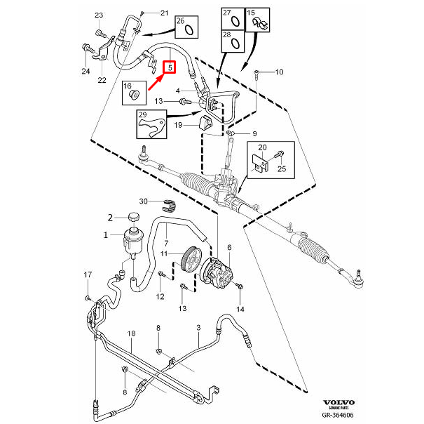 VOLVO V70 III BW MK3 Power Steering Pressure Hose 31329834 NEW GENUINE ...