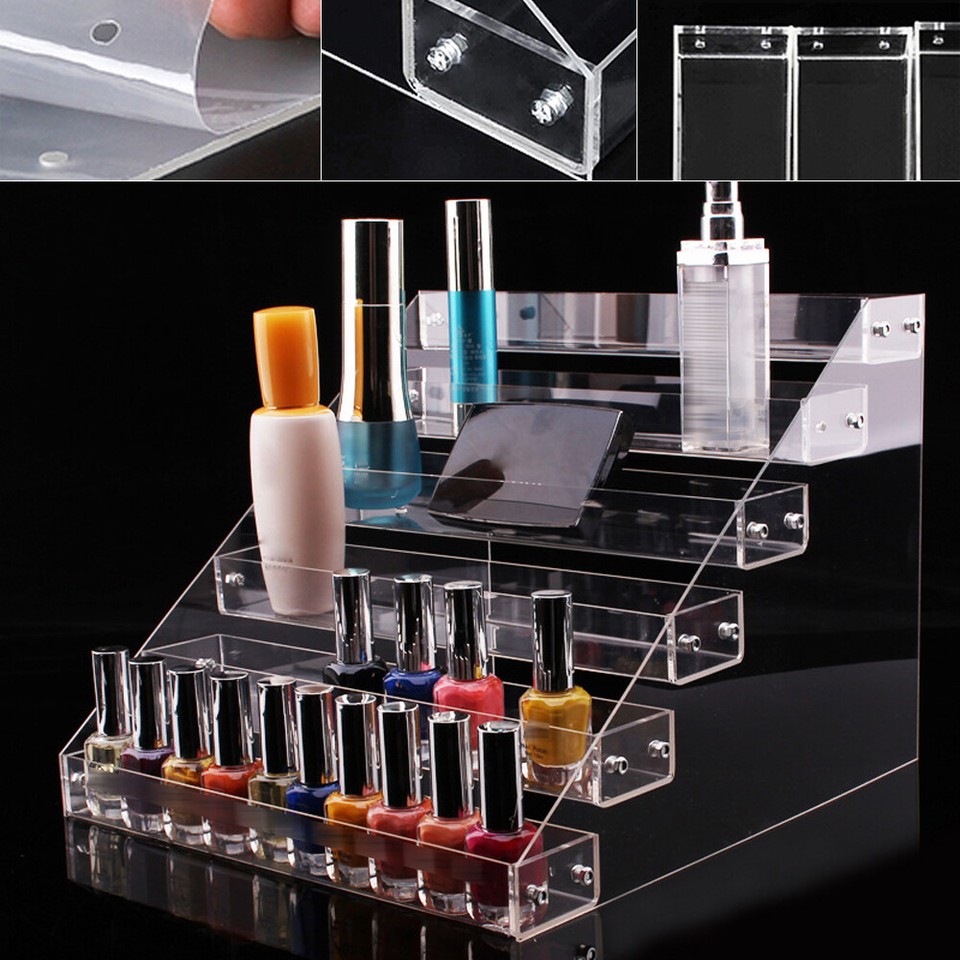 6 Layer Clear Acrylic Display Stand For Action Figures Paint Cosmetics ...