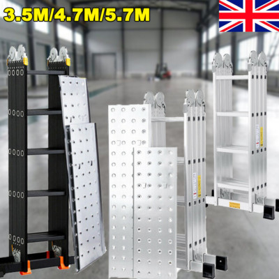 4.7M 5.7M Heavy Duty Aluminium Folding Ladder Multi-Purpose Extendable ...