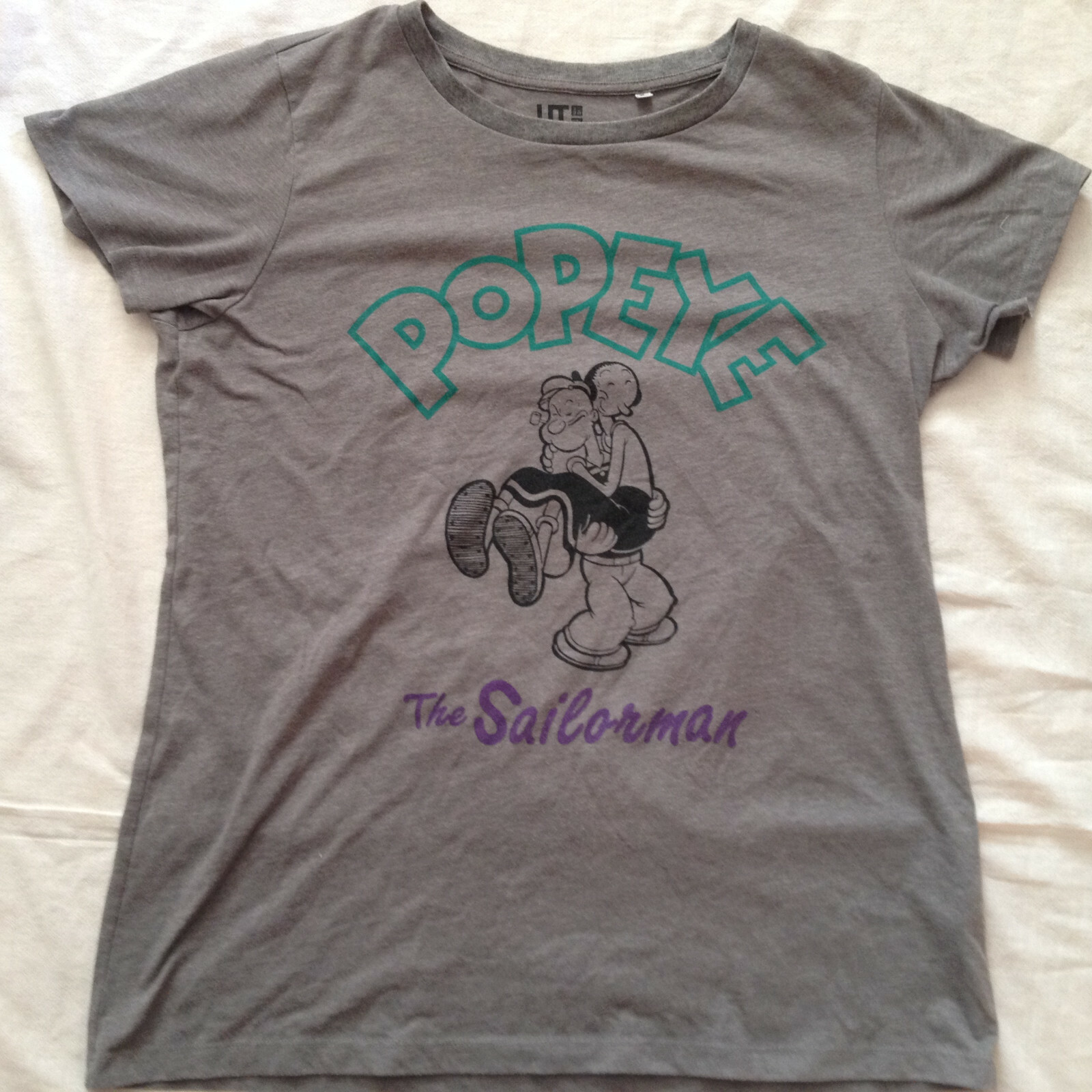 UNIQLO POPEYE THE SAILORMAN GRAY T-SHIRT XLARGE SLIM … - Gem