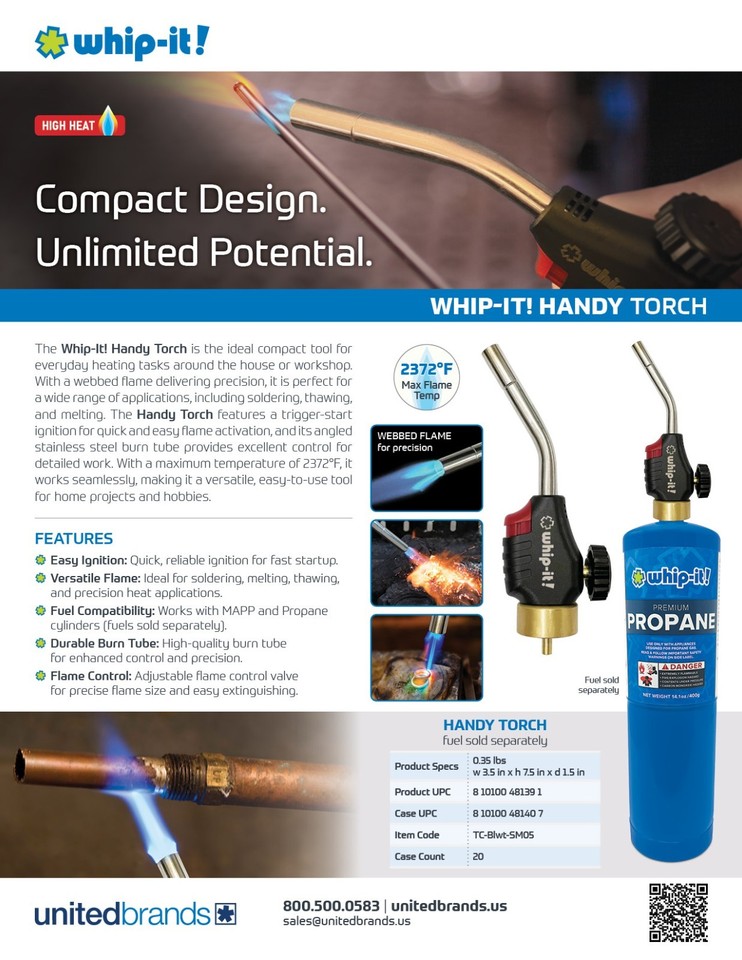 BRAND NEW WHIP IT Handy PROPANE TORCH SMALL MAPP MAP GAS - Fuel sold ...