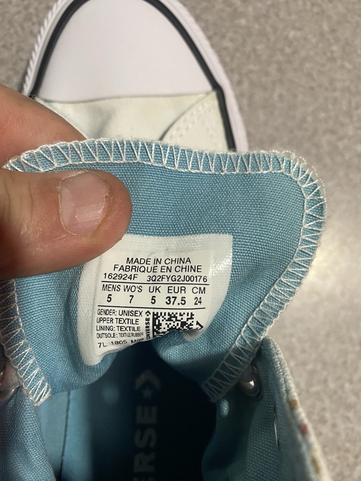 Converse All Star White High Tops Glitter Accent Women’s Size 7, Men’s ...