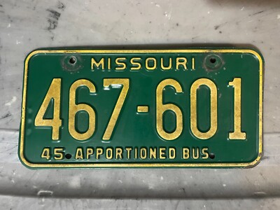 MISSOURI LICENSE PLATE 467 601 APPORTIONED BUS 45 | eBay