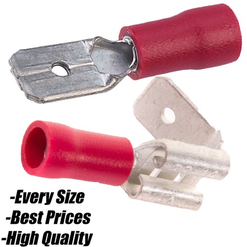 Red Copper Crimp Terminals Male Tab Spade Piggyback Wire Connector ...