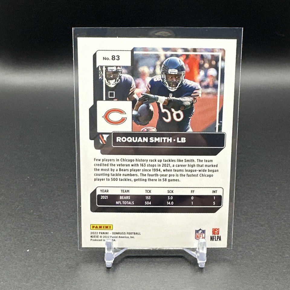 Roquan Smith 2022 Panini Donruss Football NFL Base Card #83 Chicago ...