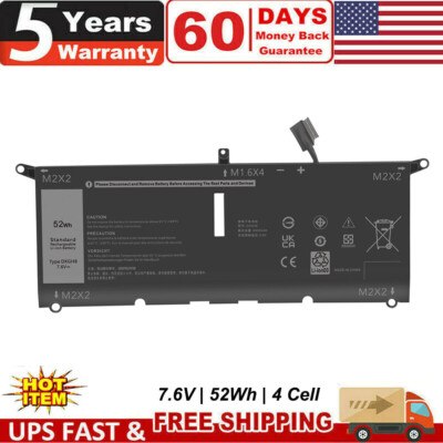 DXGH8 Battery For Dell XPS 13-5390 9370 9380 G8VCF H754V P82G002 52WH 7 ...