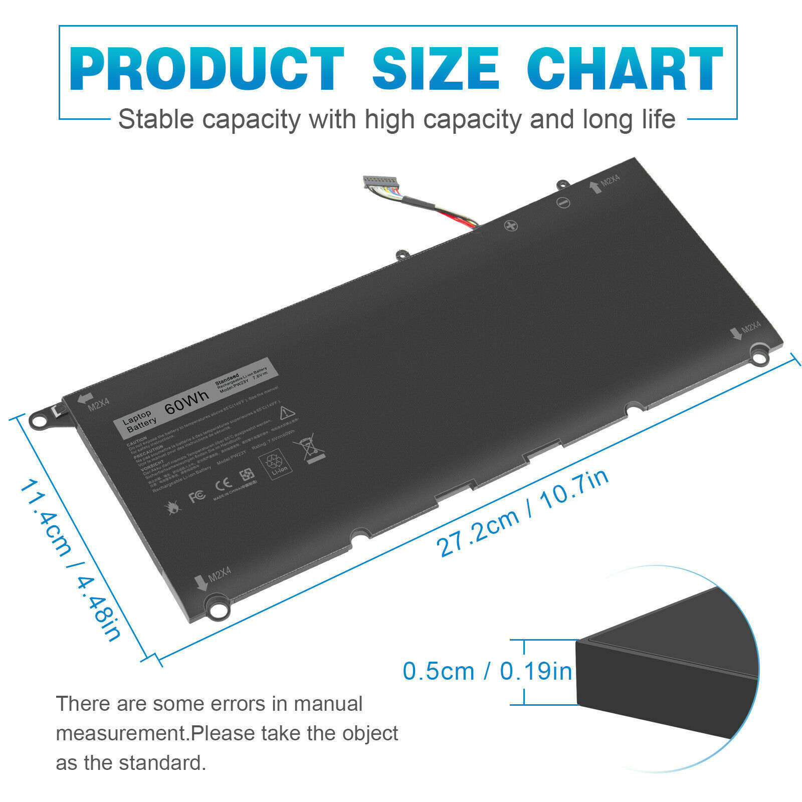PW23Y Laptop Battery for Dell XPS 13 9360 2017 Series TP1GT 0TP1GT ...