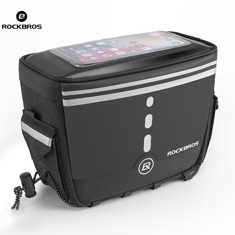ROCKBROS Bike Handlebar Bag Insulated Front Bicycle Front Phone Basket ...