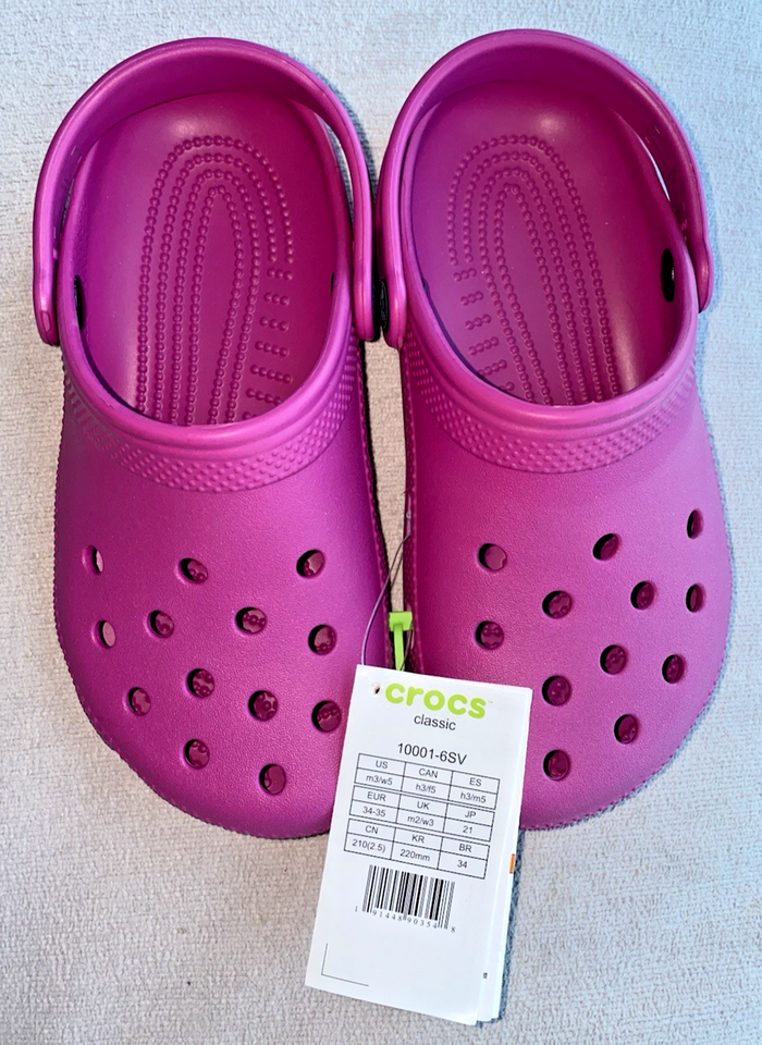 Authentic Crocs Adult Unisex Classic Orig Clogs Fuchsia Fun Sz W5/M3 ...