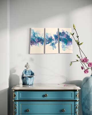 Triptych Three Piece Dutch Pour Original Acrylic Painting One Of A Kind ...