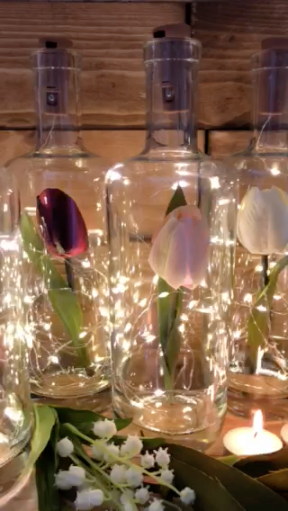 Glass Lily Tulip Flower Party Gift Lantern LED Wedding Table ...
