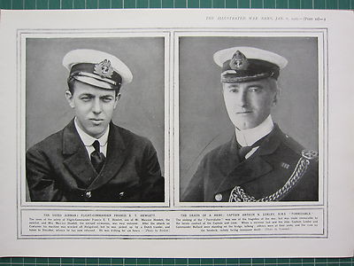 1915 WWI WW1 PRINT ~ FLIGHT-COMMANDER FRANCIS HEWLETT ~ CAPTAIN ARTHUR ...
