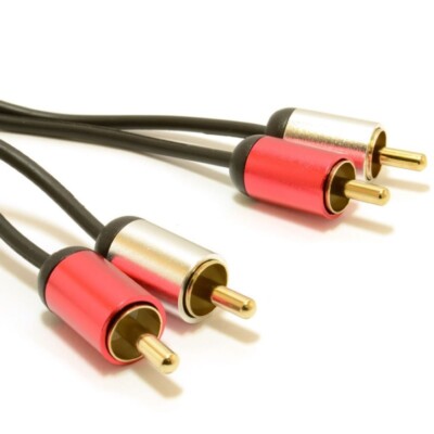 3m PRO 2 x RCA to RCA Twin Phono Plugs Stereo Audio Stereo Cable Gold ...