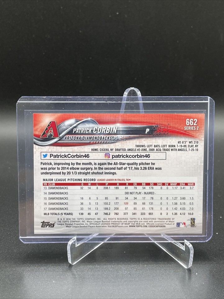 2018 Topps Factory Set Series 2 Foilboard 95/190 Patrick Corbin #662 | eBay