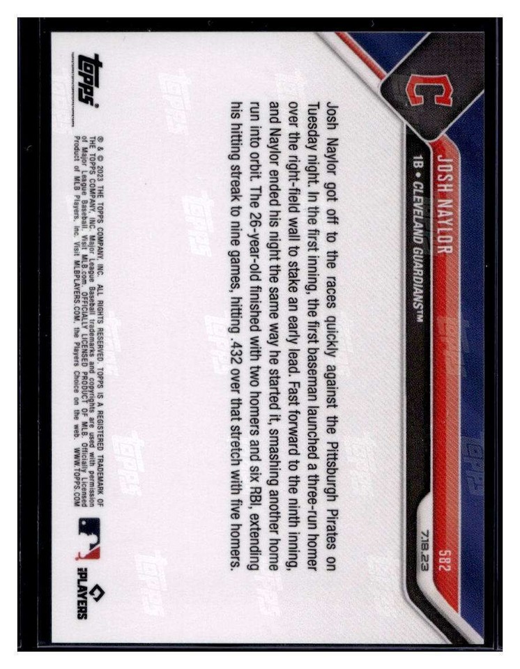 2023 Topps Now #582 Josh Naylor Purple Parallel Card #d 8/25 | eBay