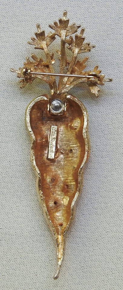 Vtg Rare Mid Century Snow Enamel Carrot Brooch NETTIE ROSENSTEIN Signed ...