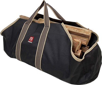 Fire Beauty Large Canvas Log Tote Bag Firewood Log Carrier | eBay