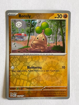 POKEMON BONSLY 110/197 COMMON REVERSE HOLOFOIL OBSIDIAN FLAMES NM CARD ...