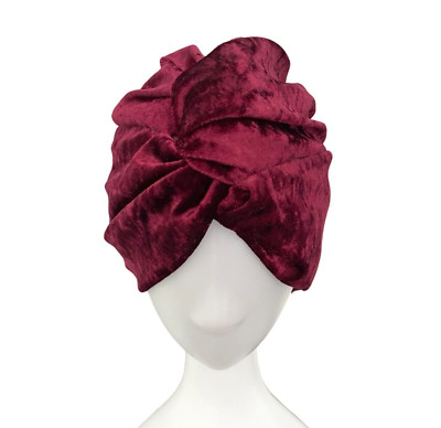 Wine Red Velvet Velour Turban Twist Head Wrap Comfy Luxury Velvet ...