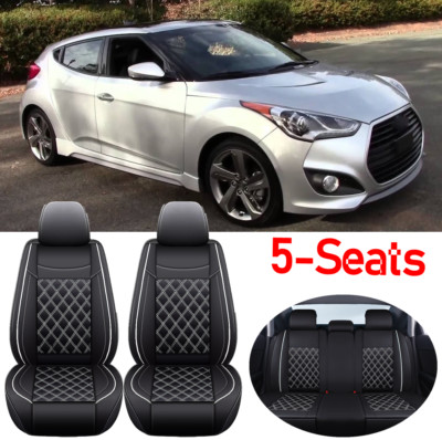 For Hyundai Veloster Car Seat Covers Full Set PU Leather Front + Rear 5 ...