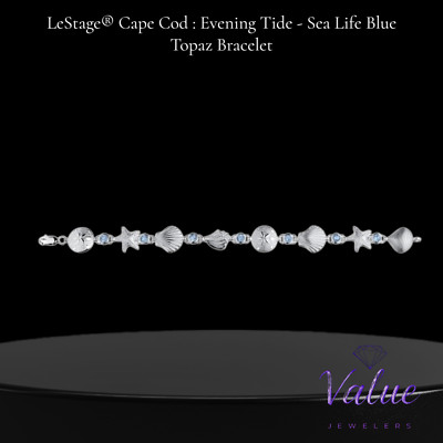 7" .925 SS Cape Cod : Sterling Silver Sea life bracelet wBlue Topaz | eBay
