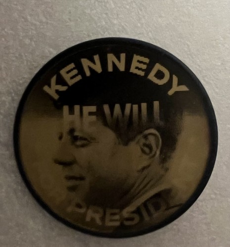 Original John F. Kennedy He Will Win Vari-vue Button RARE JFK Flicker ...